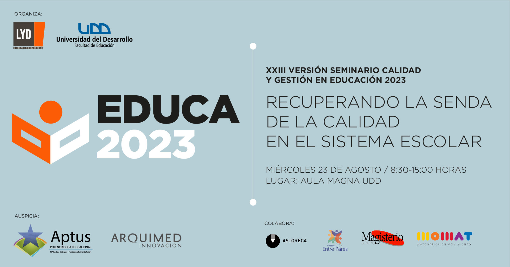 UDD y LyD realizarán XXIII Seminario de Calidad y Gestión en Educación con foco en la calidad ...